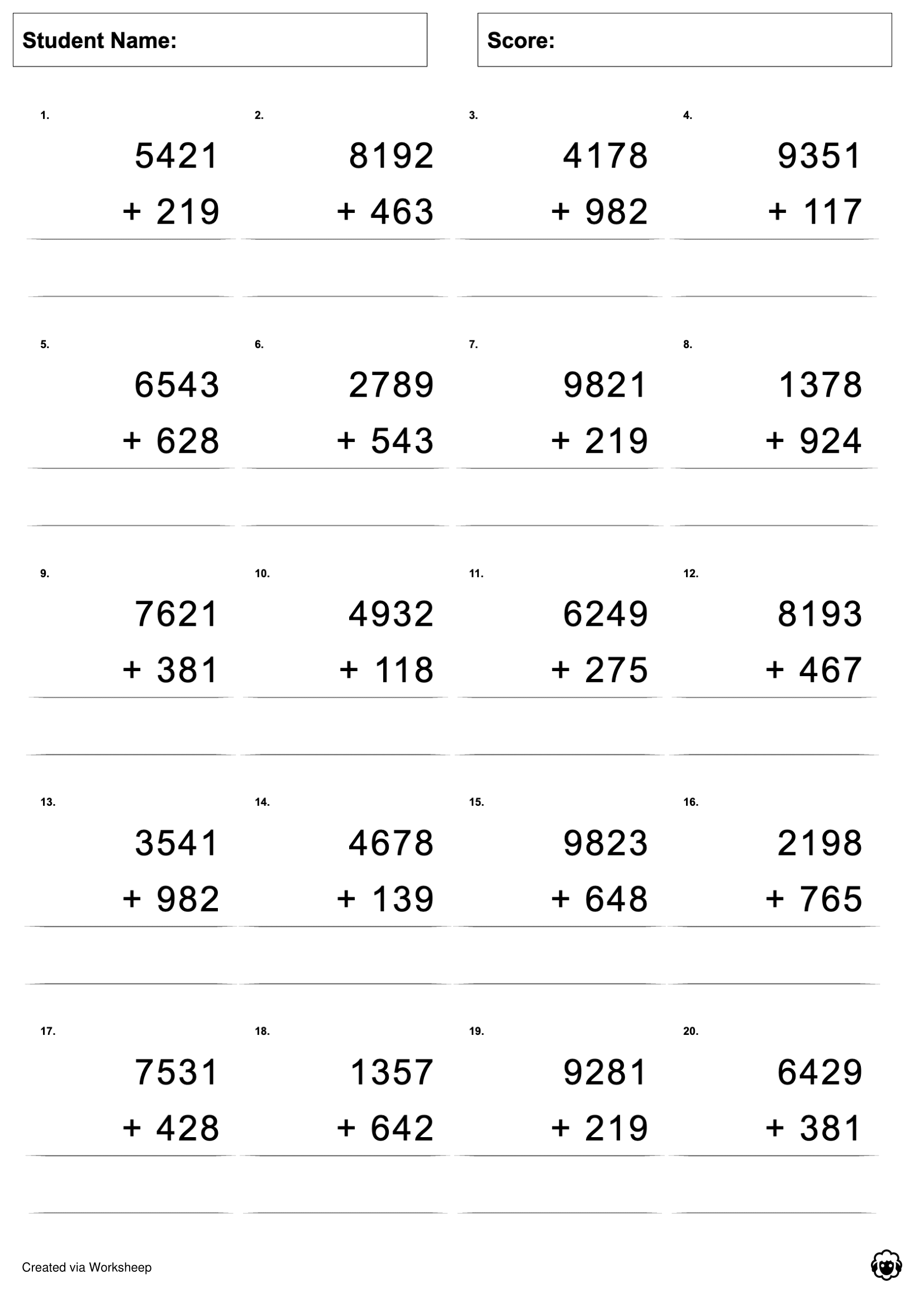 Worksheep | Create Math Worksheets Instantly with AI